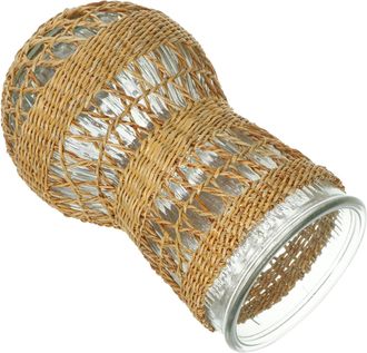 DOITOOL Wunderschöne Rattan gewebte Blumenvase Kompakt Leicht Rustikaler Landhausstil Vielseitig als Blumenarrangement und Aufbewahrung Natürliche Dekoration 