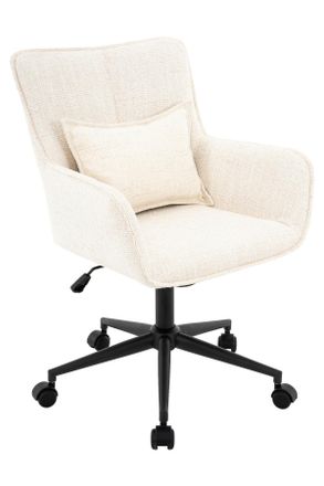 CARRYHOME Drehstuhl, Creme, Schwarz, Metall, Textil, Drehkreuz, 60x86x96 cm, Sitzfläche 360° drehbar, Arbeitszimmer, Bürostühle, Drehstühle