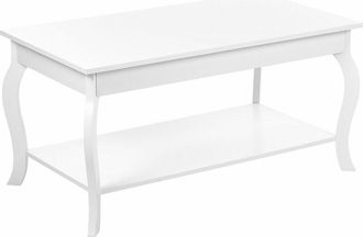 Beliani Couchtisch Wei&szlig; mdf- und Faserplatte 55 x 100 cm mit Ablage Rechteckig Retro Klassisch Salon Wohnzimmer Diele Flur Esszimmer Schlafzimmer M&ouml;bel