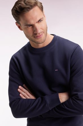 Eden Park Sweatshirt &Agrave; Col Rond En Coton Marine Coupe Droite