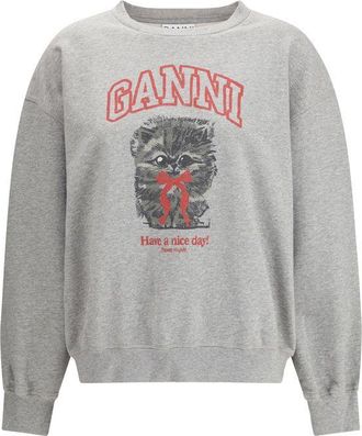 Ganni Graues Baumwoll-Sweatshirt