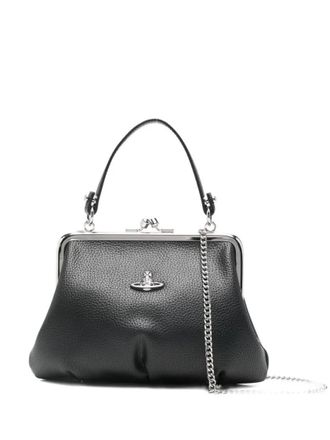 Vivienne Westwood Hobo Bags - Pebbled Black Wallet With Top Handle - Gr. unisize - in Grau - f&uuml;r Damen
