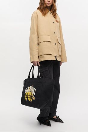 Ganni Tote XXL noir &agrave; imprim&eacute; banane - Pour Femme