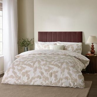 furn. Hoem Lauro Bettbezug-Set - Wendebettwäsche aus Baumwollmischung mit botanischem Blattmuster (Stein - Einzelbett)