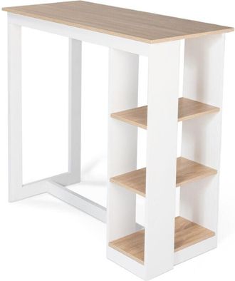 IDMarket Idmarket - Table de bar barth 2 à 4 personnes ajourée bois blanc et plateau façon hêtre