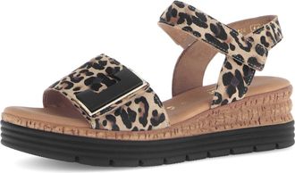 Gabor Damen Keilsandalen, Frauen Sandalen,Sommerschuhe,Freizeitschuhe,offene Schuhe,Strandschuhe,Keilsandaletten,Natur (schw+Gold),35.5 EU / 3 UK