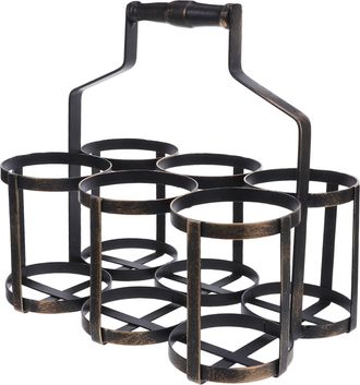 DOITOOL Vintage Weinkorb aus Eisen 6 Flaschen mit Griff Tragbarer Landhausstil Flaschentr&auml;ger f&uuml;r Bar Picknick und Party