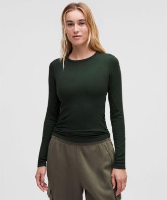 lululemon Hold Tight Langarmshirt für Frauen - Größe 12 in Rainforest Green