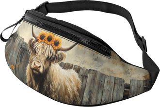 Generic Verstellbarer Handytasche Tasche Niedlicher Highland-Rinderprint H&uuml;fttasche Handytasche Tasche Sporttasche F&uuml;r Wandern Camping Damen 14X35Cm