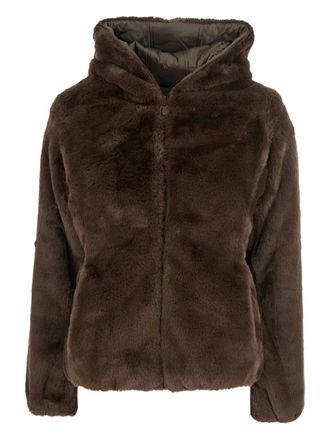 Save The Duck veste en fourrure artificielle à capuche - Marron