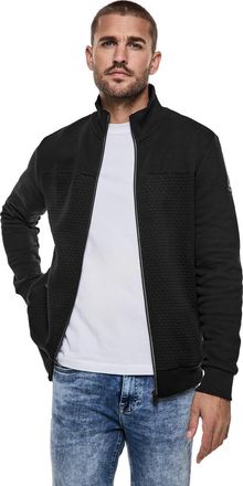Street One Men Herren Sweatjacke mit Materialmix