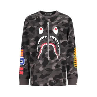 A Bathing Ape Color Camo Shark LS Tee - - Sweatshirts & Hoodies - Herren - Schwarzk - XL