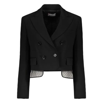 Red Valentino Cropped Jacket with Classic Collar - - Jackets - Damen - Schwarzk - XS