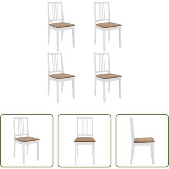 vidaXL vidaXL Polsterst&uuml;hle - Esszimmerst&uuml;hle mit Polstern 4 Stk. Wei&szlig; Massivholz