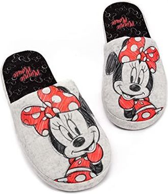 Disney Minnie Souris Pantoufles Femmes Chaussures Maison Grey Slip-On Grey 36-37 EU