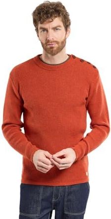 Armor Lux Pull Marin uni avec Boutons en Lambswool Heritage