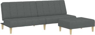 vidaXL Schlafsofa 2-Sitzer mit Fußhocker Dunkelgrau Stoff Vidaxl