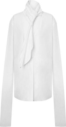 Alberta Ferretti Femme, Blouses et Chemises, Blanc, Taille: 38 FR Chemise en popeline de coton avec cravate