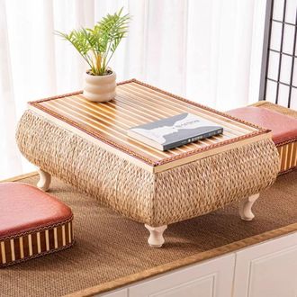 Generic Couchtisch mit Ablage, Rustikaler Japanischer Akzenttisch für Wohnzimmer, Balkon, Erkerfenster, zum Sitzen Auf Dem Boden