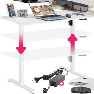 TecTake Tectake - Bureau r&eacute;glable en hauteur &eacute;lectriquement silencieux Pieds en plastique avec vis de r&eacute;glage, capacit&eacute; de charge de 50 kg