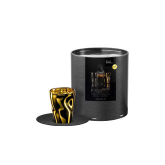Eisch Espressoglas mit Untertasse Unik gold, Espressotasse, Glas, Gold, Schwarz, 100 ml, 30013201