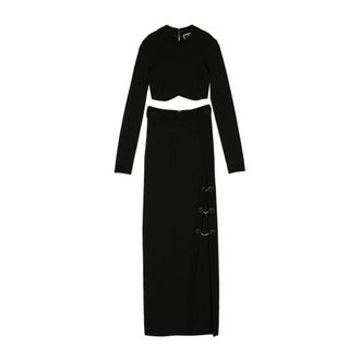 Elisabetta Franchi Gl&auml;nzender Viskose Rock und Top mit Manschettenknopf-Details - - Dresses - Damen - Schwarzk - XS