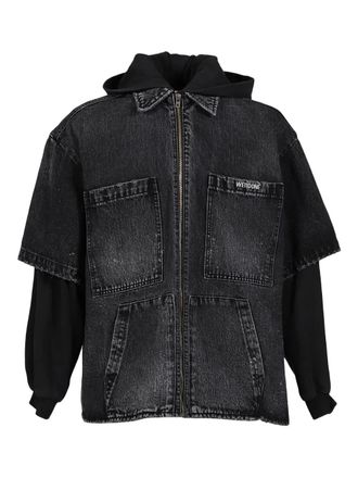 We11done veste en jean &agrave; design superpos&eacute; - Noir