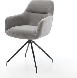 DELIFE Esszimmerstuhl Pejo-Flex Strukturstoff Soft Grau Kreuzgestell konisch Schwarz Taschenfederkern, Esszimmerst&uuml;hle