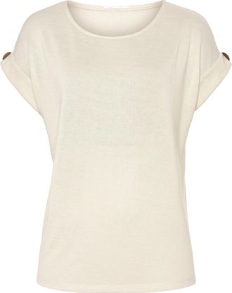 Lascana Damen Kurzarmshirt fixierter &Auml;rmelumschlag, locker fallende Passform, elastischer Feinstrick, f&uuml;r ein angenehmes Tragegef&uuml;hl