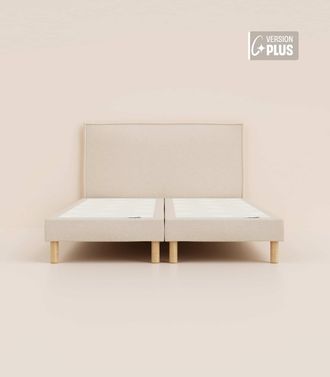 Tediber Lit tapissier 140x190 cm Plus - Beige - Bibloc - Avec t&ecirc;te de lit - Bois responsable - Qualit&eacute; h&ocirc;teli&egrave;re - Fait en France et en Belgique - Tediber