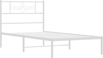 vidaXL Metallbett ohne Matratze mit Kopfteil Wei&szlig; 75x190 cm Vidaxl