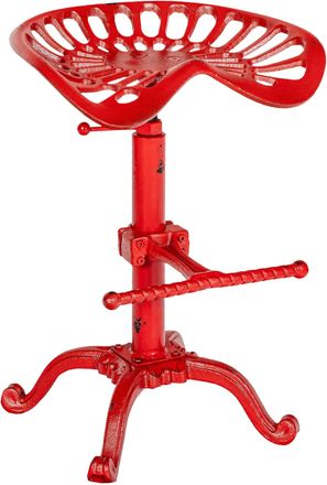 Clp Barhocker Butch mit gusseisernem Sitz & Fußstütze | Thekenhocker mit Metallgestell | Höhenverstellbar & belastbar bis 150 kg, Farbe:rot