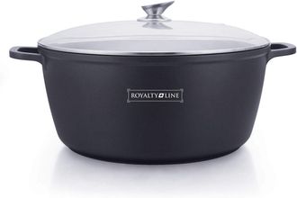Royalty Line RL-BS44M - Kochtopf Gro&szlig; mit Glasdeckel, Antihaftbeschichteter, Induktionsgeeignet, Schwarz, 23 Liter, 44 cm