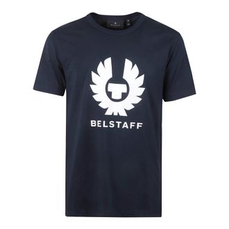 Belstaff Schwarzes Baumwoll-Jersey T-Shirt mit Logo - - Tops - Herren - Blau - XL