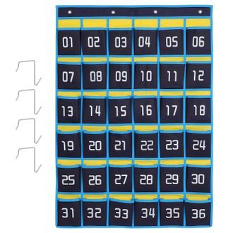 TOPBATHY 36 F&auml;cher Handy Wandorganizer aus Vliesstoff mit Nummerierung Geeignet f&uuml;r B&uuml;ro und Schlafzimmer Inklusive 4 T&uuml;rhaken
