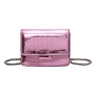 Generic Mini sac &agrave; bandouli&egrave;re pour femme, petit sac &agrave; main carr&eacute; en cuir synth&eacute;tique avec sangle de cha&icirc;ne, sac &agrave; bandouli&egrave;re tendance pour f&ecirc;te, rendez-vous