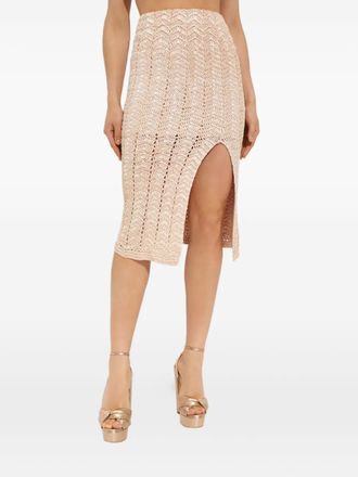 LoveShackFancy jupe mi-longue &agrave; d&eacute;tails en dentelle - Tons neutres