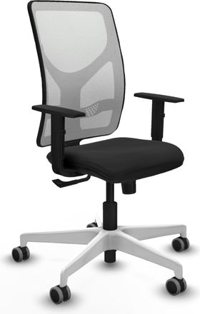 Piqueras y Crespo B&uuml;rostuhl aus schwarzem Kunstleder, mit 1D-Armlehnen, h&ouml;henverstellbare Lendenwirbelst&uuml;tze, ausgestattet mit 3 Positionen und Schneideschaum, Wei&szlig;/Sch