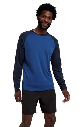 Mountain Warehouse Endurance Herren-Top - lang&auml;rmlig, schnell trocknend, hoch atmungsaktiv, UPF-30-Sonnenschutz - f&uuml;r den Herbst, zum Wandern, Reisen, Campen Kobalt X-La