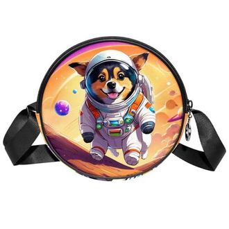 Generic Sac &agrave; bandouli&egrave;re rond pour femme, petit sac &agrave; bandouli&egrave;re avec fermeture &eacute;clair et bretelles r&eacute;glables style d&eacute;contract&eacute; pour femmes et filles