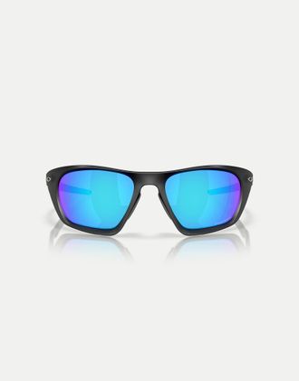 Oakley Lateralis - Rechteckige Sonnenbrille in Mattschwarz mit blau verspiegelten Gl&auml;sern