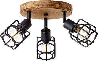 Brilliant Lampe Gwen Spotrondell 3flg antik holz/schwarz korund Metall schwarz 3x D45, E14, 28 w - Brilliant