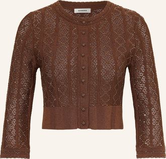 Sandro Sandro Strickjacke Mit 3/4-Arm Und Schmucksteinen braun