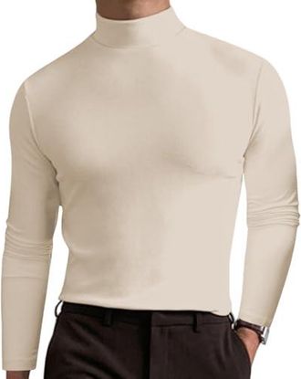 Generic Homebbc T-shirt &agrave; col montant pour homme, coupe ajust&eacute;e, extensible et respirant, col roul&eacute; thermique, manches longues, pour salle de sport ou d&eacute;contr