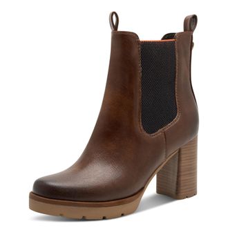 Marco Tozzi Damen Chelsea Boots mit Blockabsatz Elegant, Braun (Cognac Comb), 41 EU
