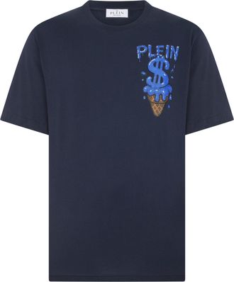 Philipp Plein Round Neck T-Shirt Ice Cream Dollar Patch