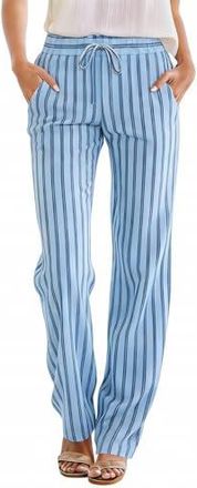 Generic Pantalon Palazzo &agrave; jambe large pour femme - Taille haute - Jambe droite ray&eacute;e - Pantalon d&eacute;t&eacute; l&eacute;ger et ample - Pantalon de travail d&eacute;contract&eacute; - Pour 