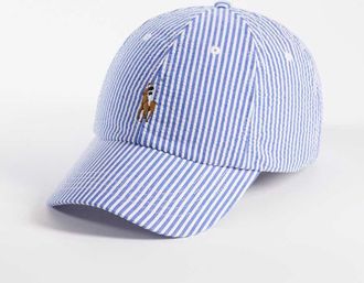 Polo Ralph Lauren Seersucker-Baseballkappe in Cruise-K&ouml;nigsblau mit Markenlogo-Marineblau