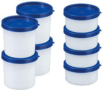 Westmark 8 Kräuter-/Gefrierdosen, inkl. Deckel, Füllvolumen: 4x100ml, 4x200ml, stapelbar, Kunststoff, Trio, Farbe: Transparent/Blau, 258422E6