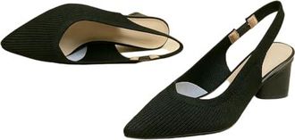 Generic YUJIEBB Grandes sandales &agrave; talons hauts pour femmes, rayures tendance, douces et respirantes, tricot&eacute;es rondes et &eacute;paisses (talon haut de 5 cm), Noir,